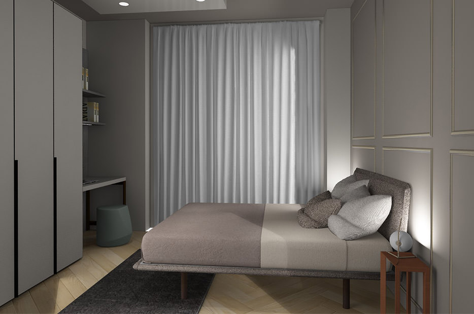 Camera matrimoniale con scrivania home office