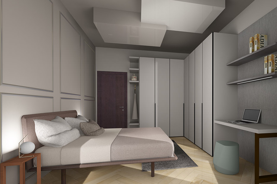 Camera matrimoniale con scrivania home office